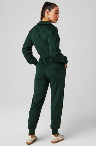 NWT Fabletics Cozy Cord Super Soft Jumpsuit Everpine Size EXTRA SMALL ...