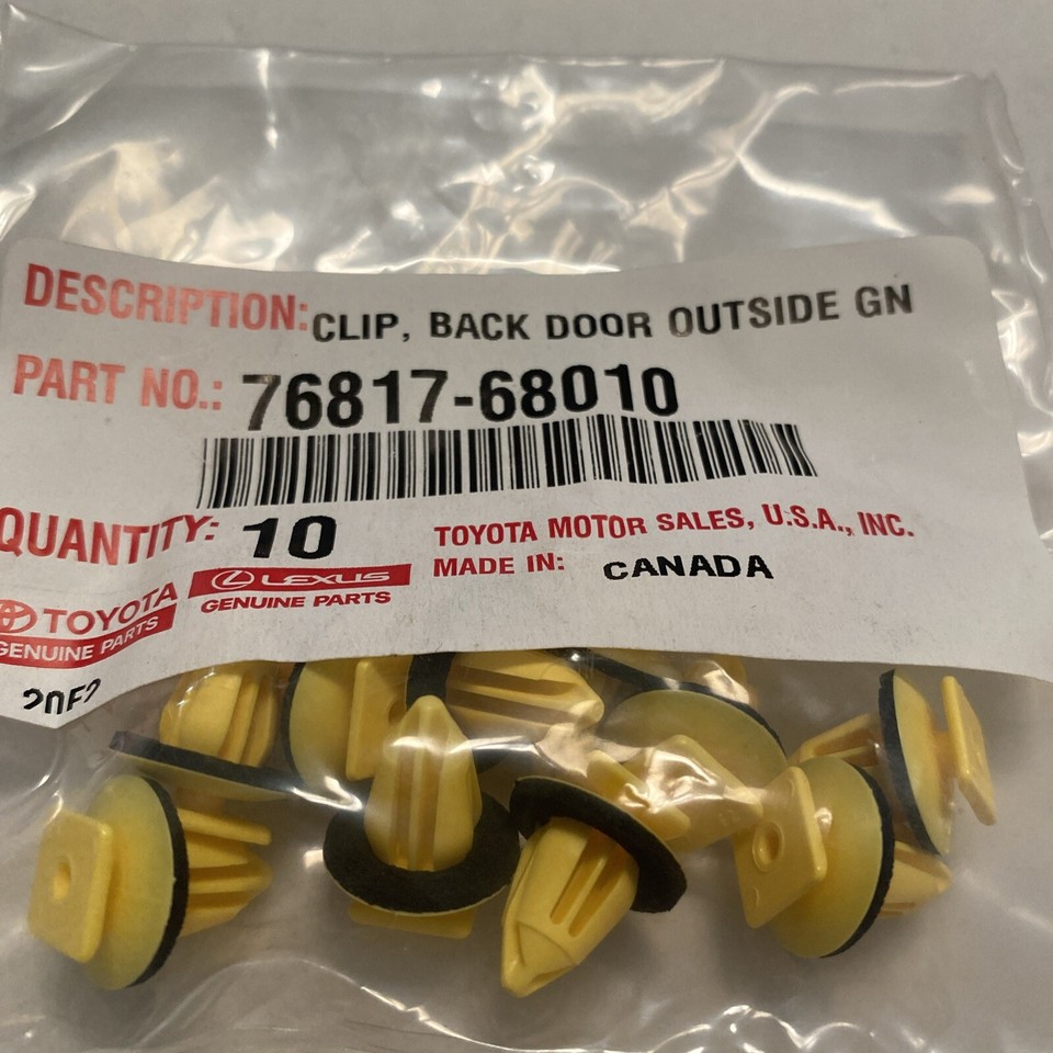 10-PC PK Genuine Toyota (2010-2020) Clip, B/Door Outside Garnish 76817 ...
