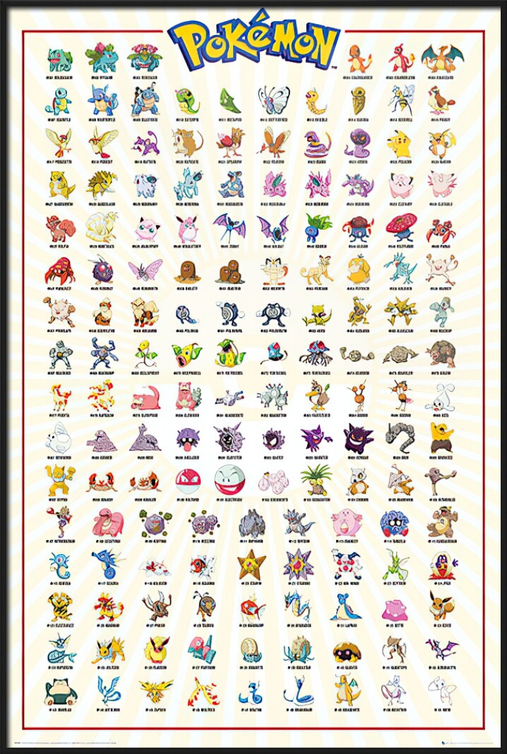 Original 151 Pokemon Poster