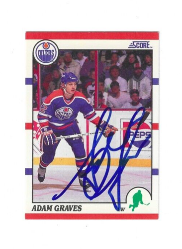 Autographed Signed 1990-91 Score ADAM GRAVES Edmonton Oilers Card #163 ...