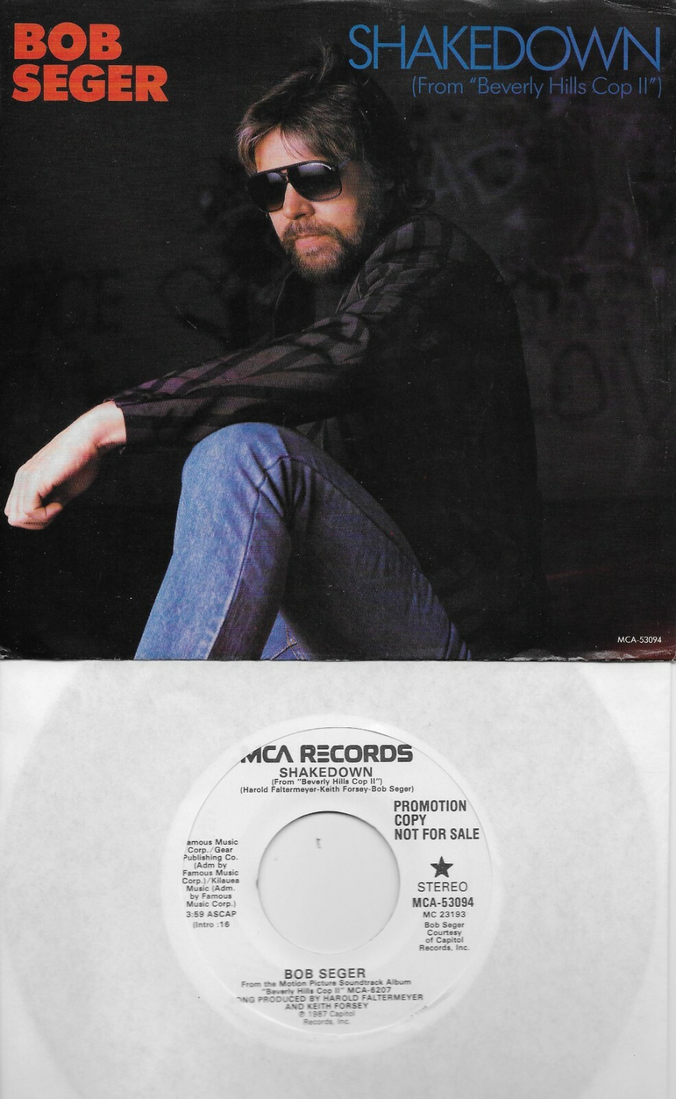 BOB SEGER Shakedown rare promo soundtrack 45 with PicSleeve EDDIE ...