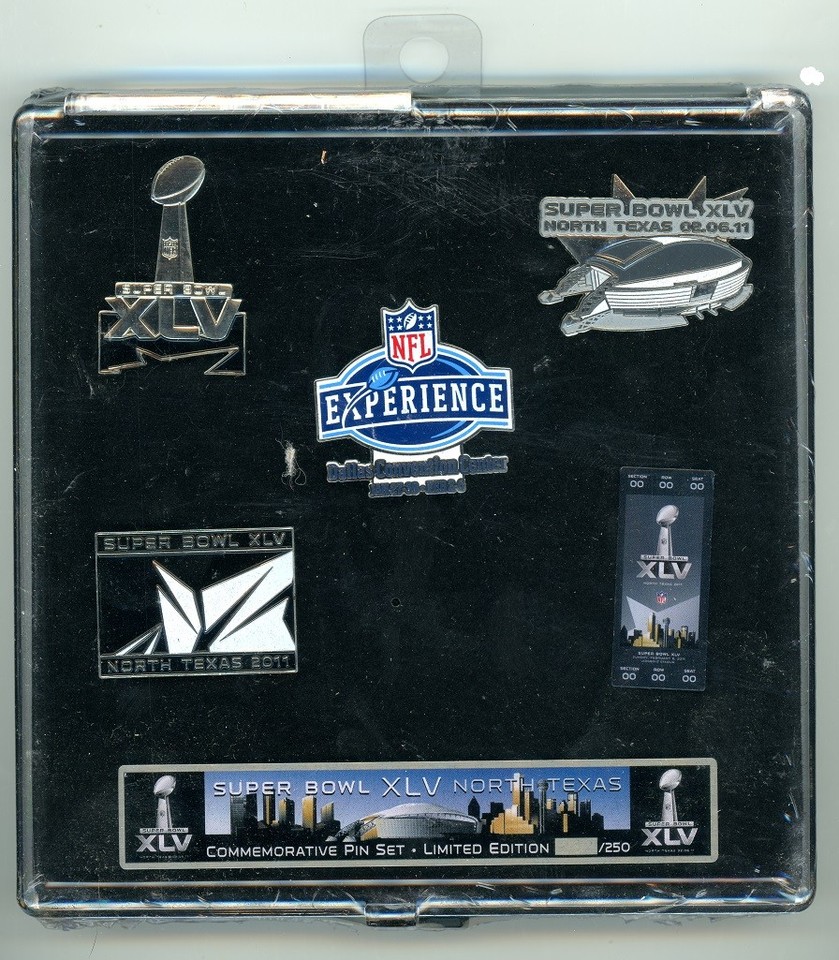 Super Bowl XLV NFL Experience 5 Pin Set Five Pins 45 PSG LE 250 Packers ...