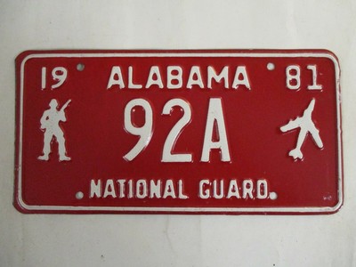 1981 Alabama NATIONAL GUARD License Plate Tag with A suffix | eBay