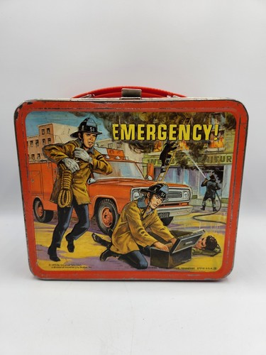 Vintage Emergency! Fireman Metal Lunch Box No Thermos Aladdin 1973 Free ...