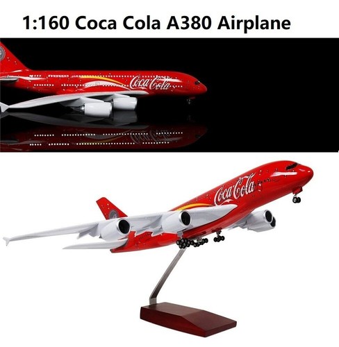 1:160 A380 Coca Cola Diecast Plane Model Air Plane LED Light & Land ...