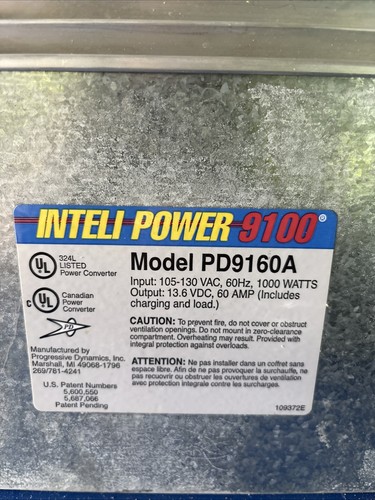 Converter Charger Progressive Dynamics Model PD9145A Inteli Power 9100 ...