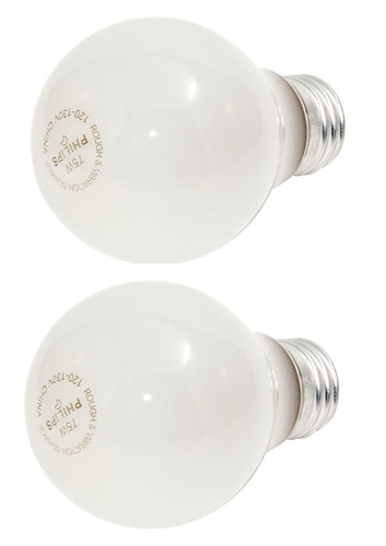 2x Philips High Quality 75A/RS Lamp 75W 130V E26 Rough Service A19 ...