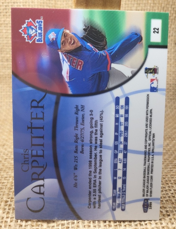 1999 Fleer Brilliants Chris Carpenter Baseball Card #22 Blue Jays A9 | eBay