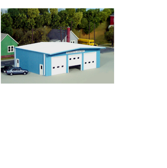 Blue Fire Station Kit HO 1:87 Scale Layout Diorama Building Pikestuff ...