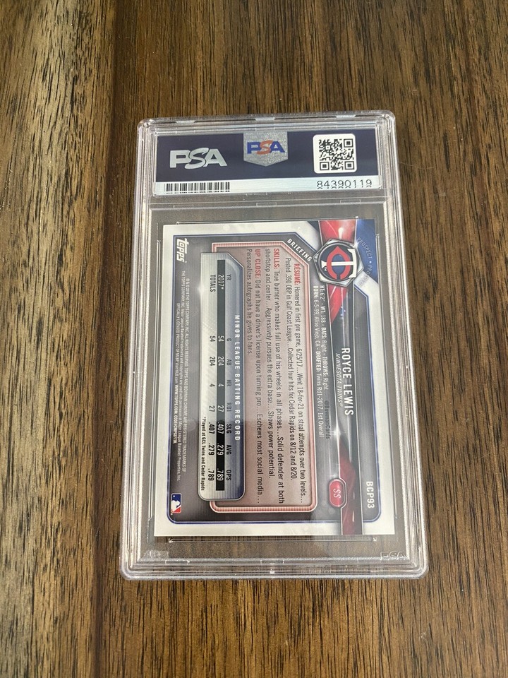 Royce Lewis Signed Autograph 2018 Bowman Chrome RC Rookie Auto PSA MN ...