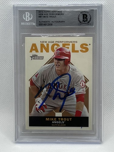 2013 TOPPS HERITAGE MIKE TROUT auto NEW AGE BAS MLB Authentic signed ...