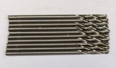10 Jobber Length Drills 3/32" Short Flute HSS 118 Degree 2 Flute Bright ...