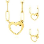 14K Yellow Gold 3.5mm Split Heart Paperclip Necklace (Hollow) 18" | eBay