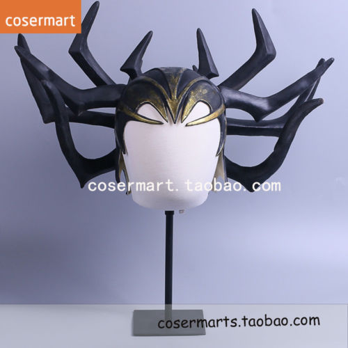 2017 Thor 3 Hela Helmet Latex Adult Cosplay Mask Props Evil Horn Hat ...