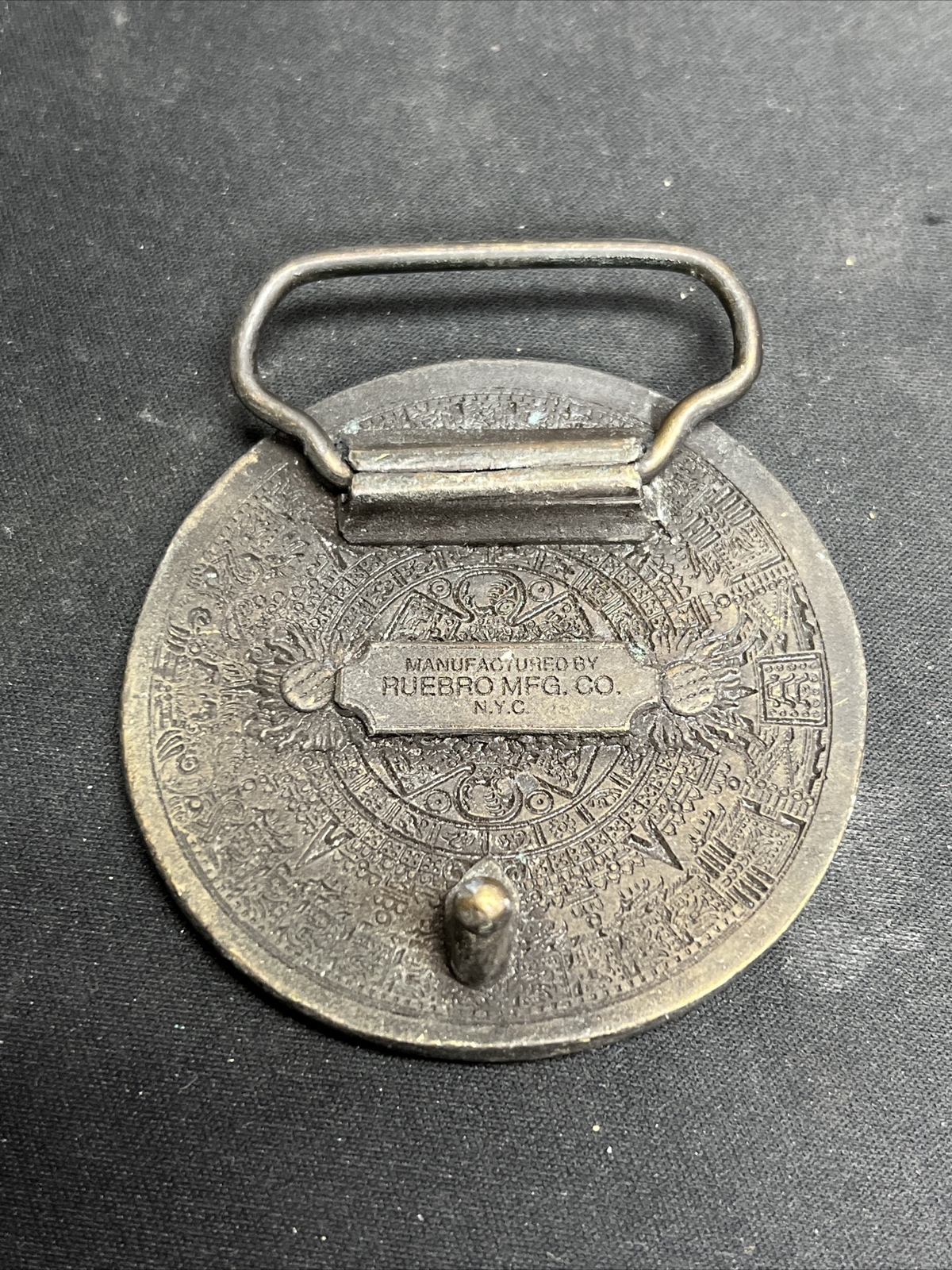 vintage ruebro mfg co aztec calendar belt buckle Bron… - Gem