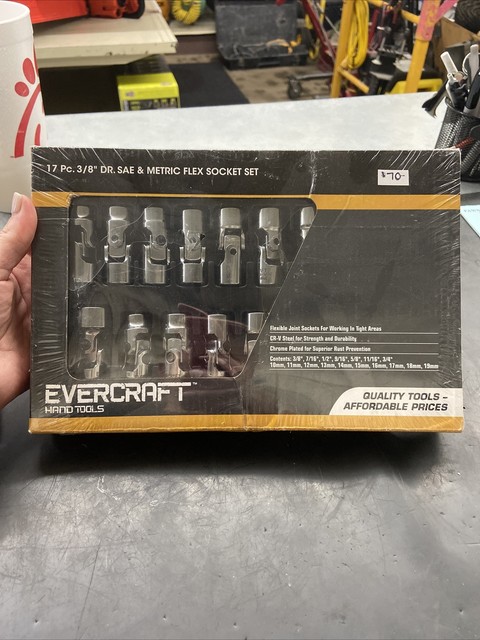 Evercraft Hand Tools - 17 PC 3/8” Drive SAE & Metric Flex Socket Set ...