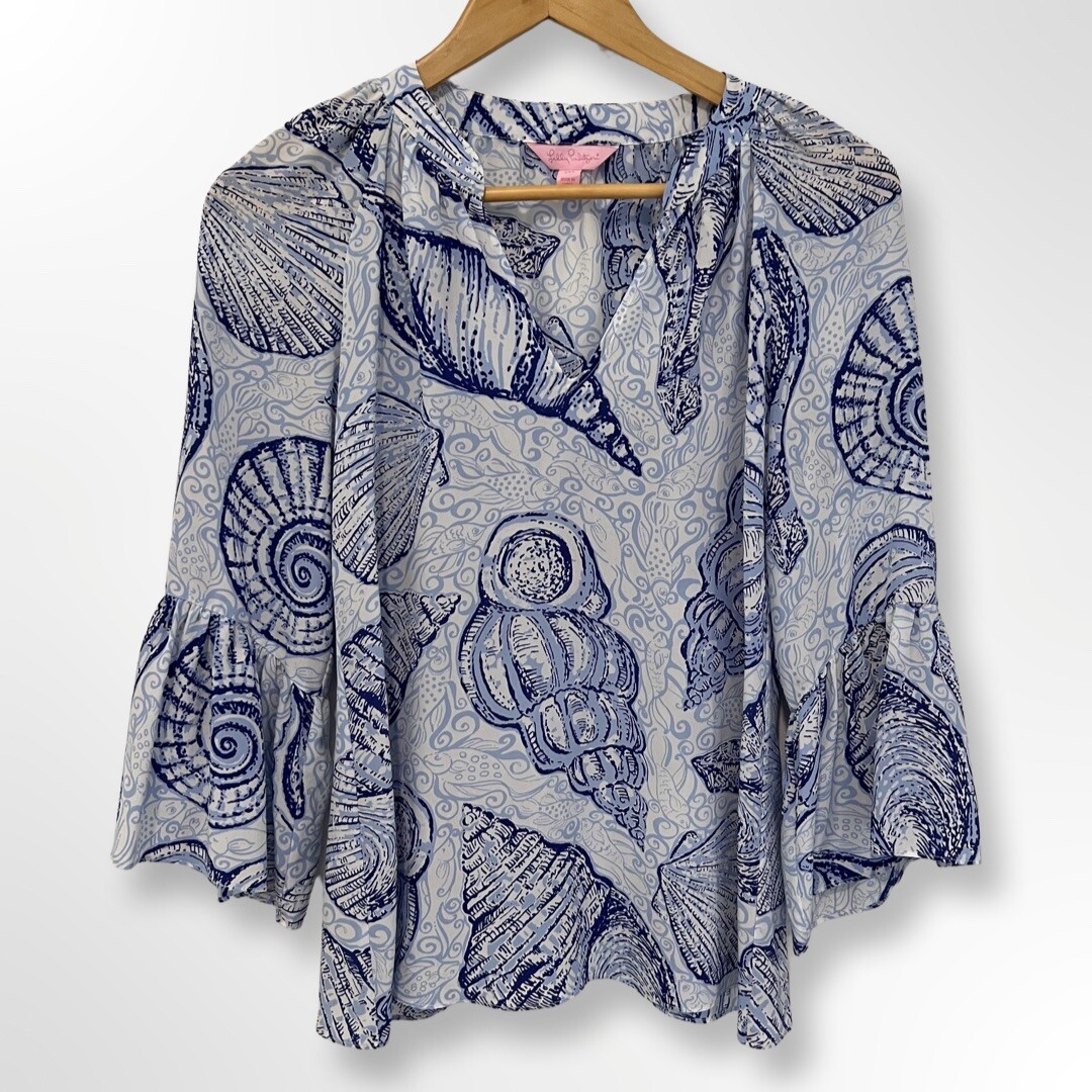 Lilly Pulitzer Matilda Silk Peri Stuffed Shells Print… - Gem