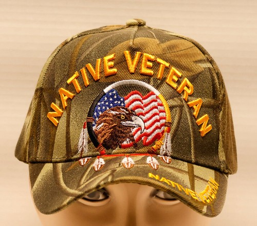 NATIVE VETERAN Cap/Hat, Embroidered,Camoflauge, Military, Free ship ...