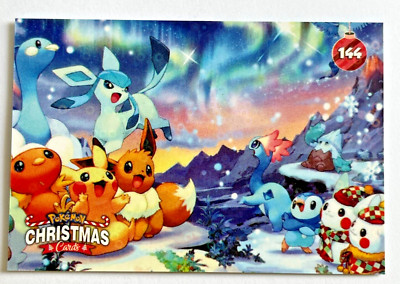 2024 POKEMON CHRISTMAS Collectoons Card #144 PIKACHU EEVEE PIPLUP Foil ...