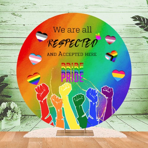 LGBTQ GAY PRIDE Reusable Round Backdrop FABRIC Photo background BANNER ...