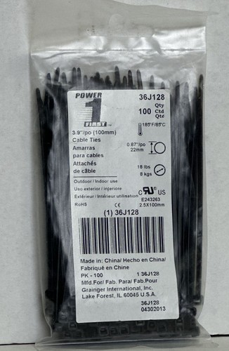 Power First 3.9" Cable Ties 100 ct Black 36J128 Free Shipping | eBay