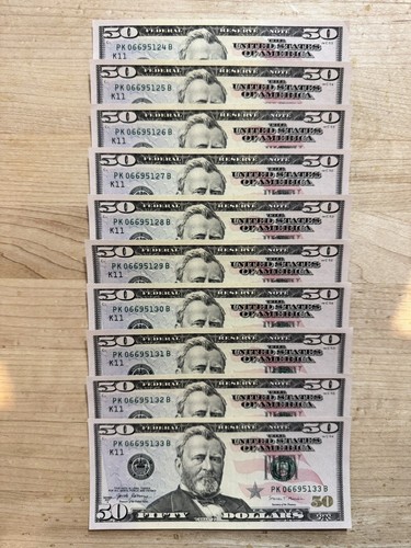 NEW Uncirculated FIFTY Dollar Bills SERIES 2017A $50 Sequential Notes ...