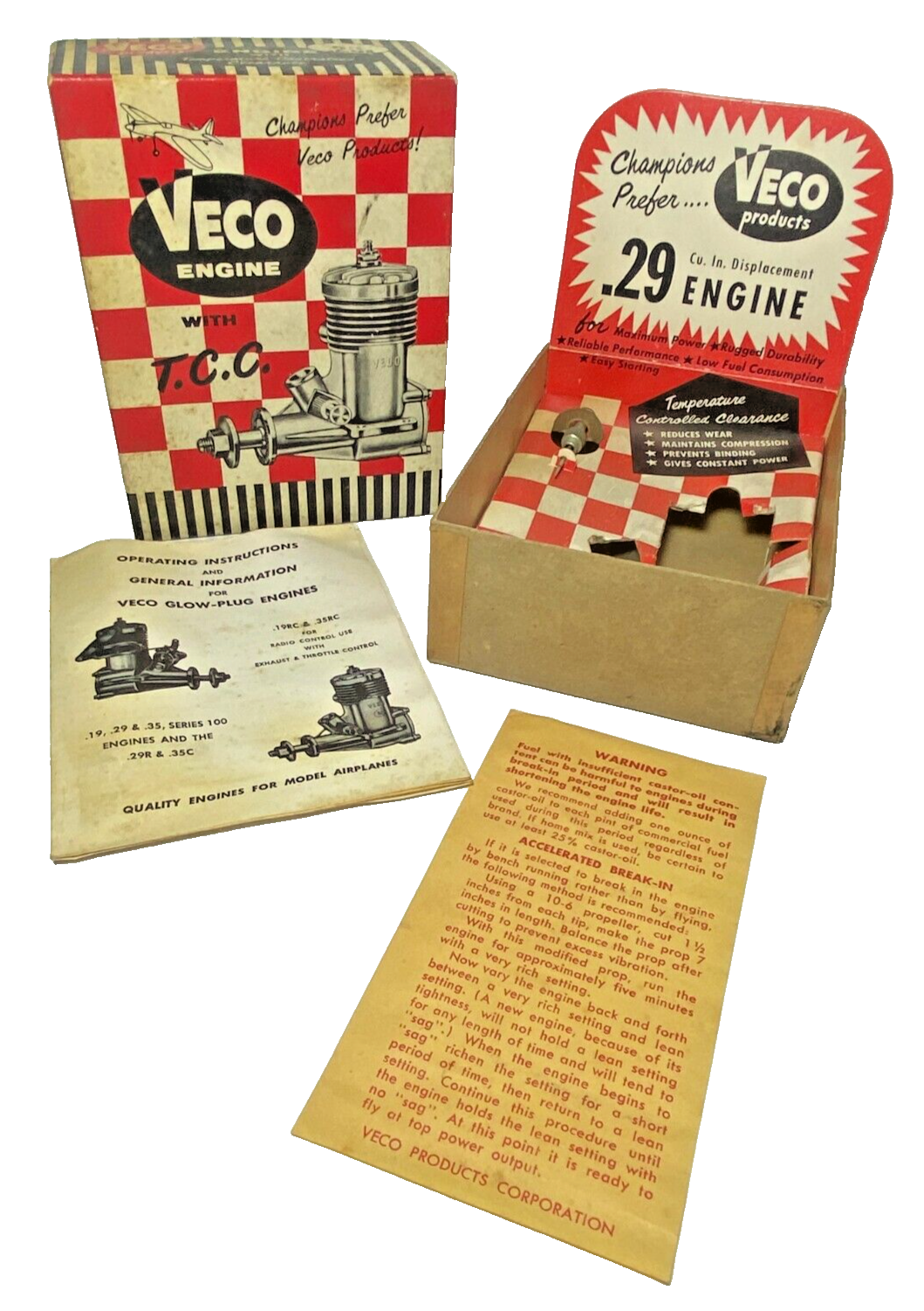 RARE 1960's Veco .29R Model Airplane Engine w/ Box NOS | eBay