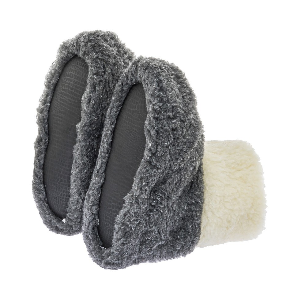 Men’s Merino Wool Sheepskin Slippers Boots Valenki Gray w White Top ...