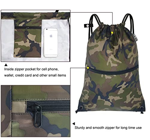 draw string back bag, Large Gym Sports Green Camo Drawstring With Front ...