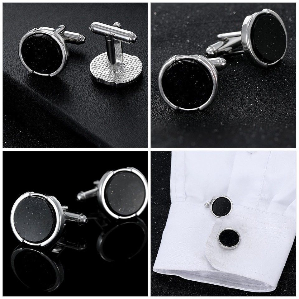 Mens Dress Shirts with Tie Cuff Link White Button down Double Cuffs ...