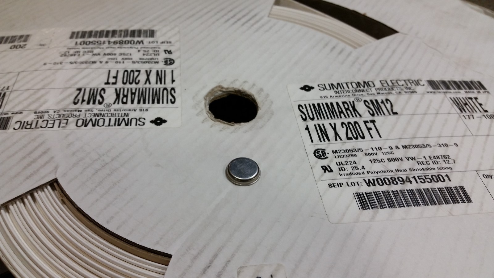 200' Sumitomo Electric Sumimark SM12 1/4" Heat Shrink Tubing White 7t ...