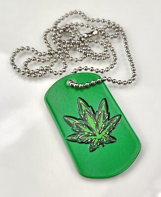 Custom Military Dog Tag 420 Marijuana Leaf Pot Weed Smoke Green Trippy ...