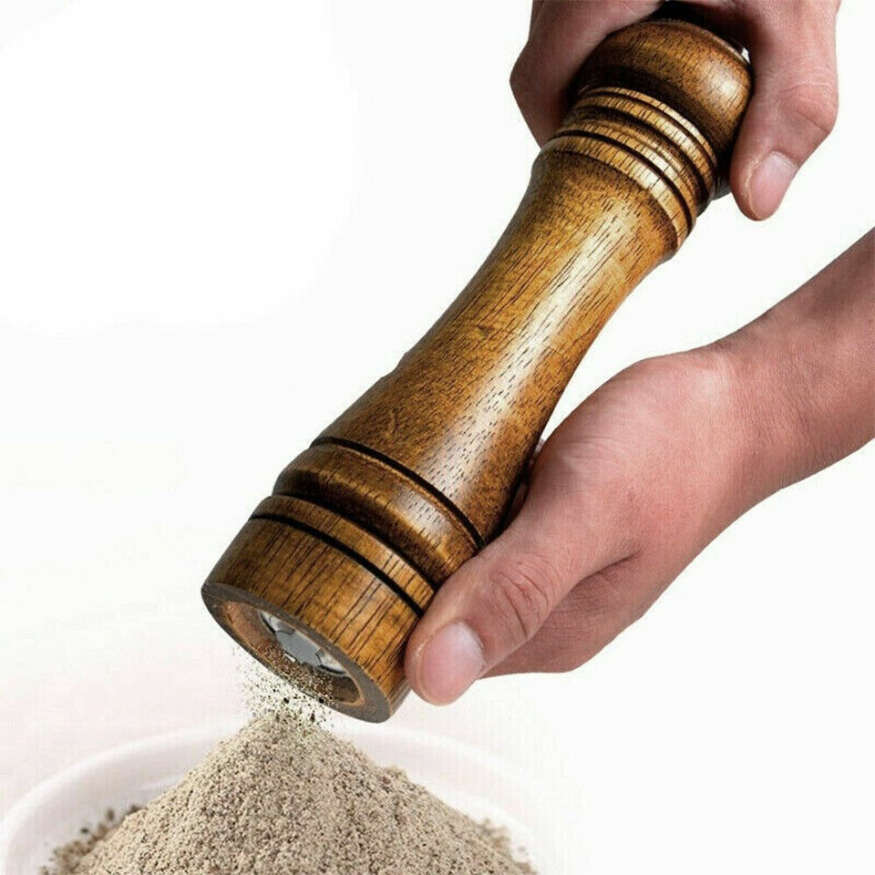 Cooking Salt and Pepper Grinder Hand Movement Oak Wood Pepper Mill Tool ...