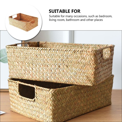 Set of 2 Aufbewahrungskorb Aus Bambus Kind Praktischer Speicherkorb ...