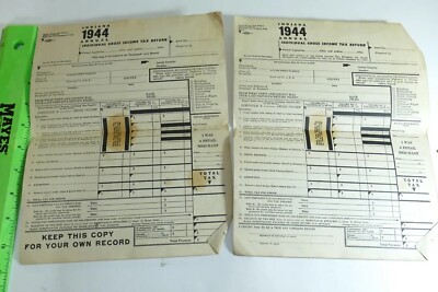 2 Vintage 1944 Indiana State Tax Forms Individual Blank In Fair Shape ...