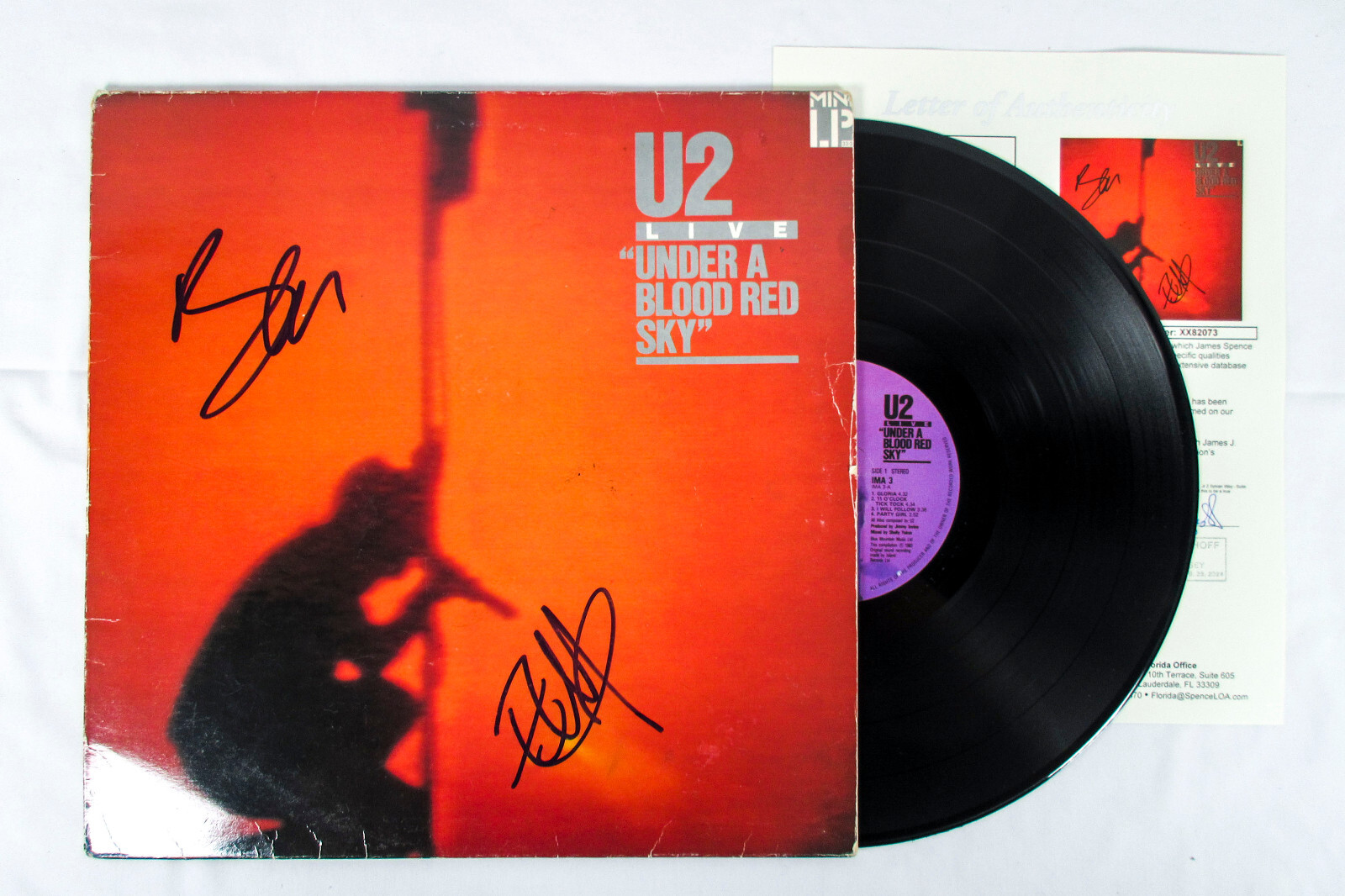 Bono Autographed Signed & The Edge U2 Under A Blood Red Sky Vinyl Album ...