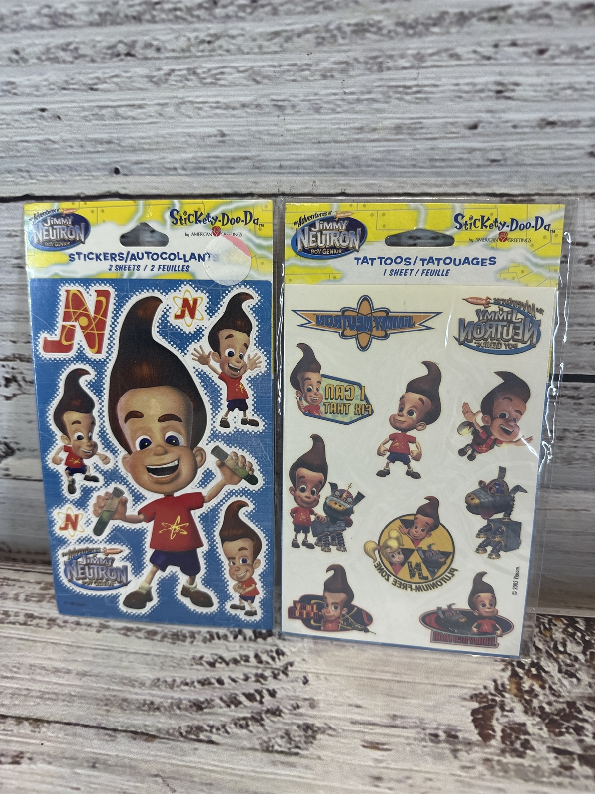 VNTG 2002 STICKETY DOO DA JIMMY NEUTRON 2 STICKER SHEET SET & 1 TATTOO ...