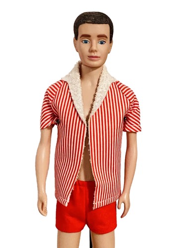 Vintage Barbie 1961 Brunette Flocked Hair First Ken Doll 0750 Mattel ...