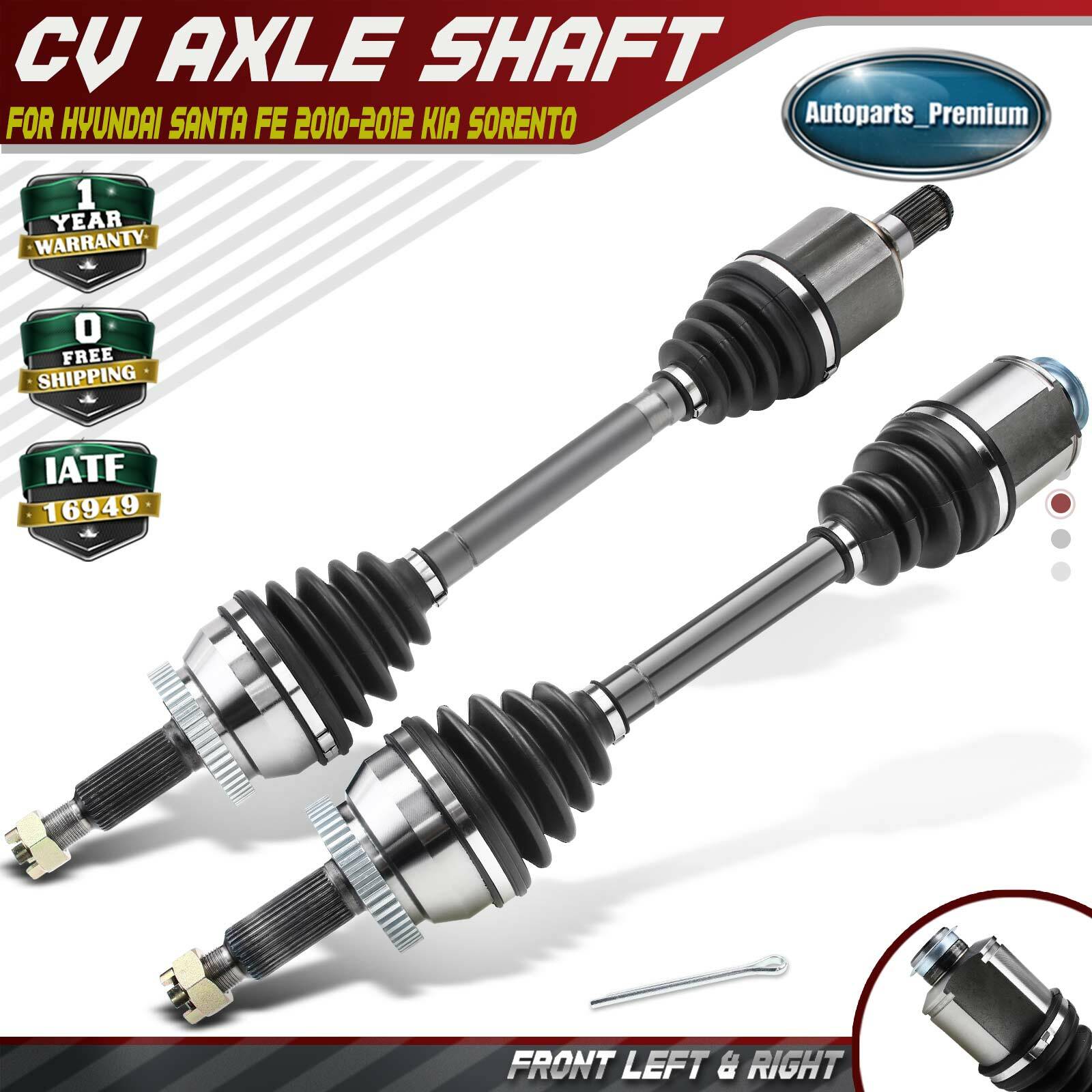 2x Front Left & Right CV Axle Assembly for Hyundai Santa Fe 10-12 Kia ...