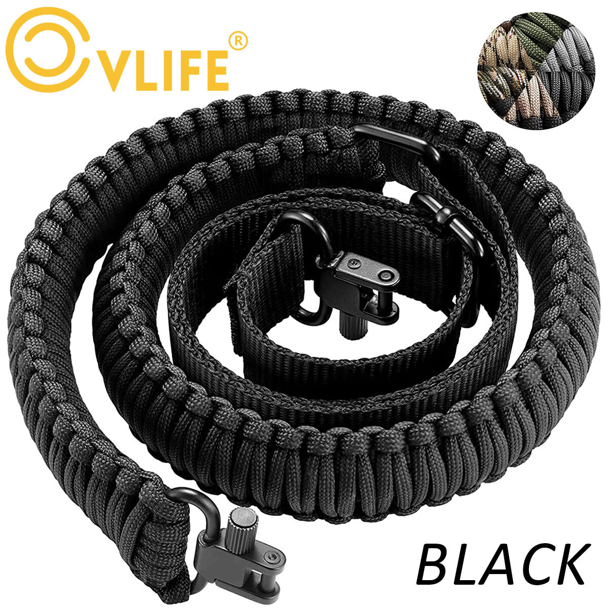 Tactical 550 Paracord Rifle Sling Adjustable 2 Points Gun Sling Tri ...