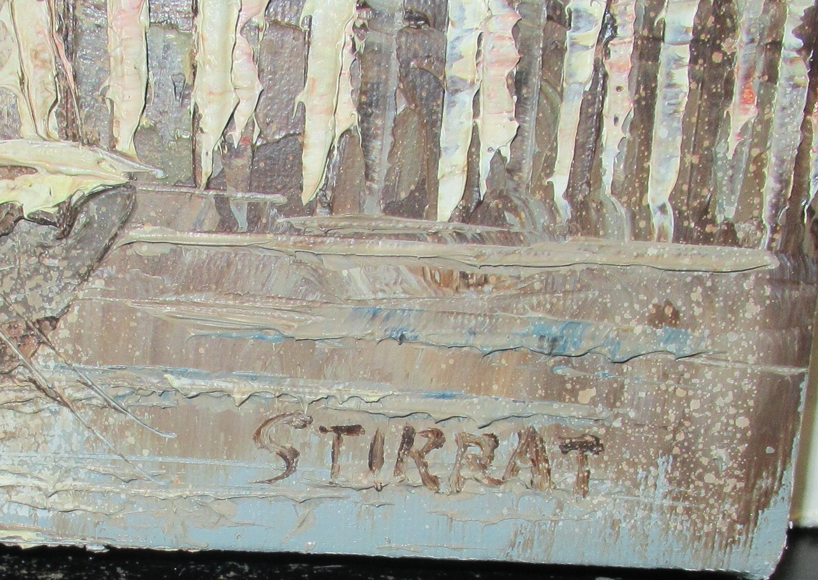 P.STIRRAT SMALL SEASCAPE BOATS AT DOCK OIL ON CANVAS PAINTING | eBay