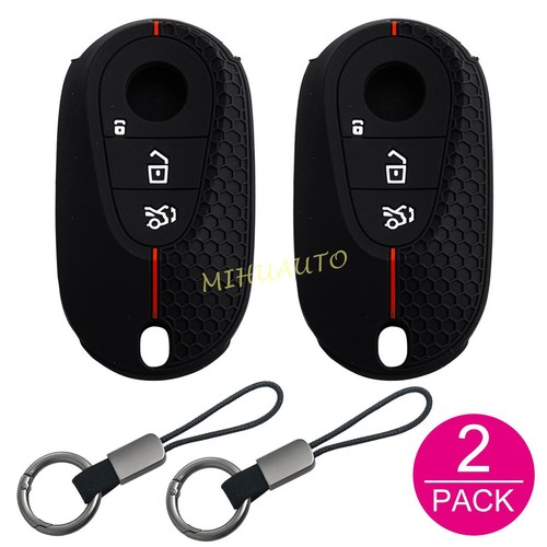 2x Silicone Car Key Case Cover Chain For Mercedes-Benz C E CLE GLC EQE ...