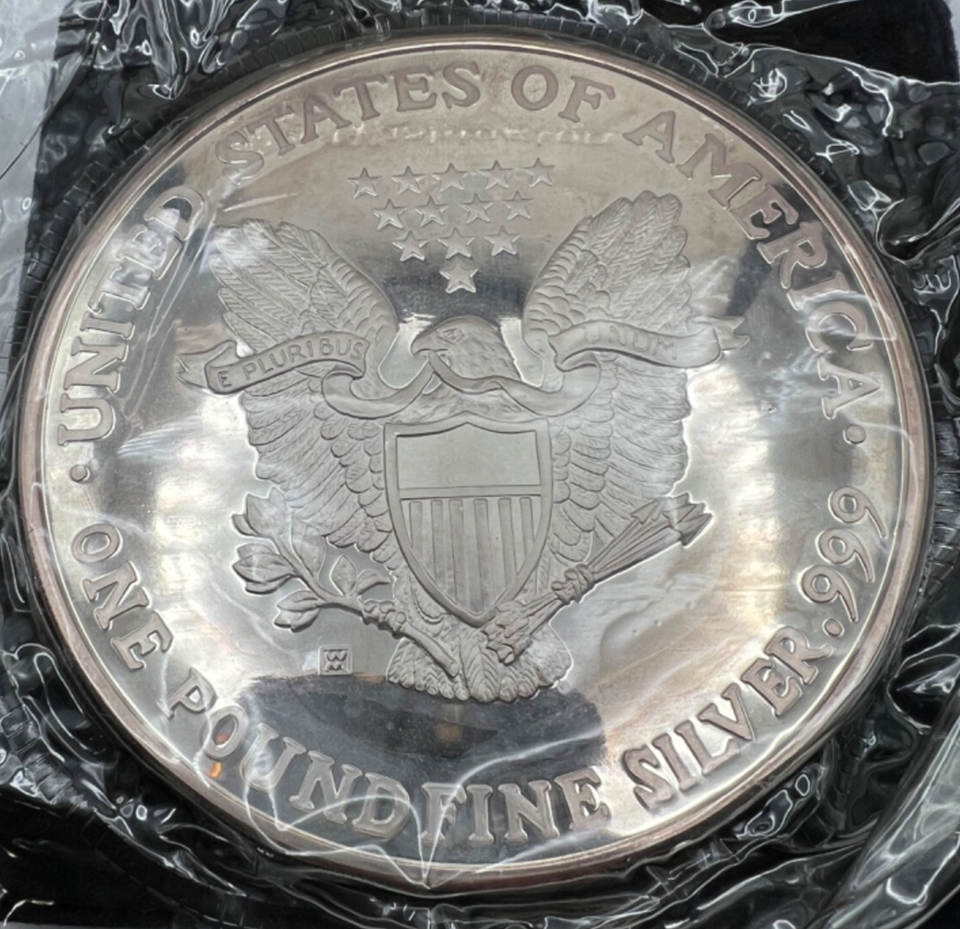 1991 Washington Mint Giant 1 Pound .999 Silver Proof Eagle 16 Troy Oz ...