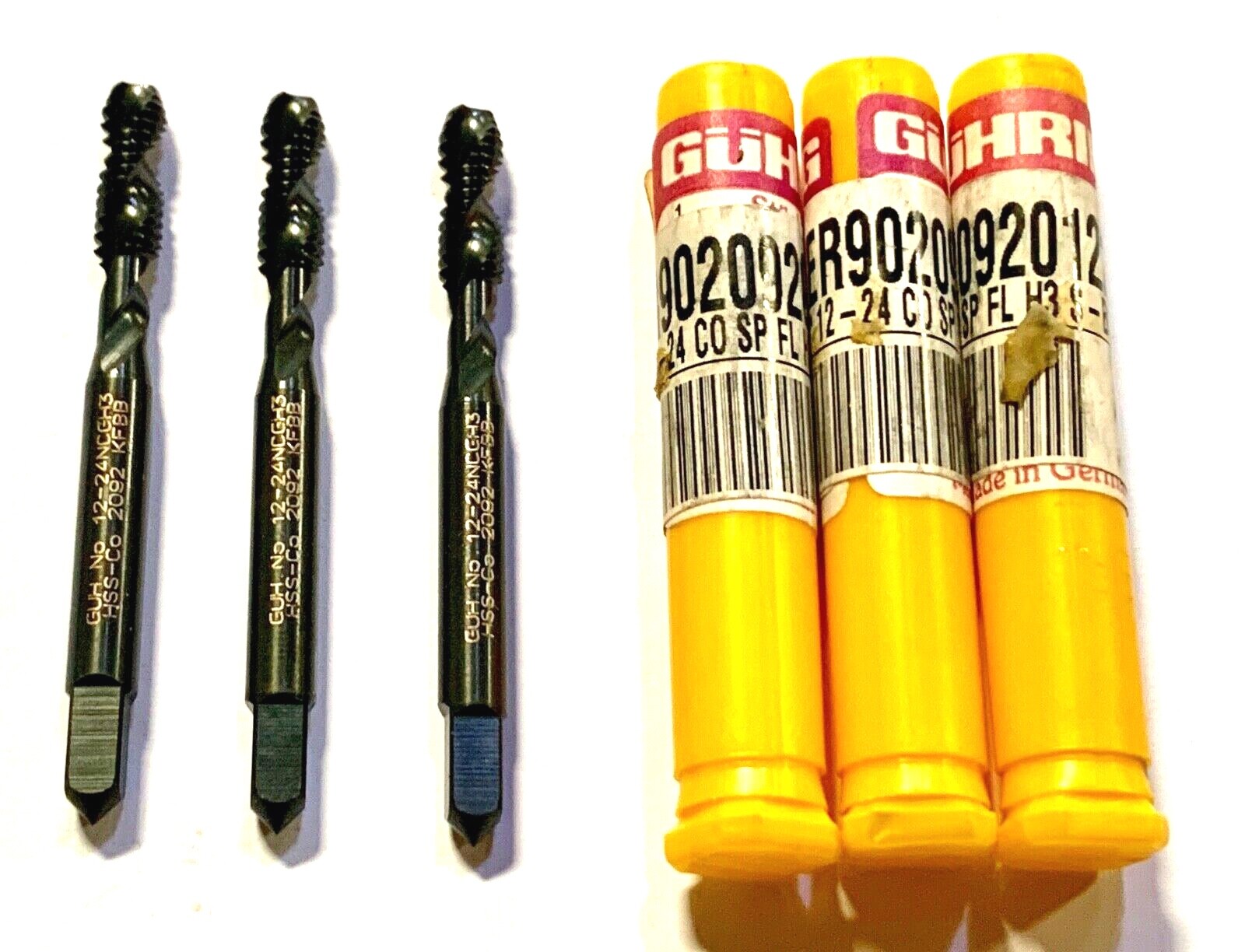 Guhring 12-24 Cobalt Tap Spiral Flute Bottoming Taps H3 2 Flute 3 Pack ...