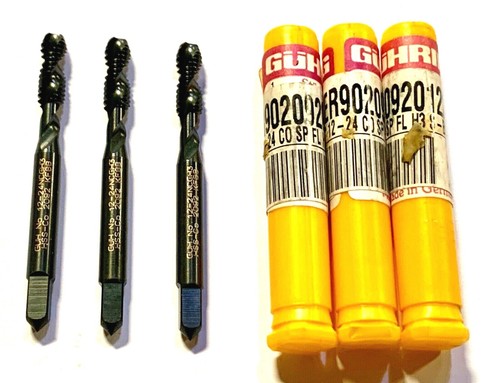 Guhring 12-24 Cobalt Tap Spiral Flute Bottoming Taps H3 2 Flute 3 Pack ...