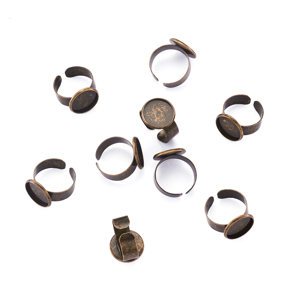 10pcs Antique Bronze Ring Shanks Adjustable Pad Bases Jewelry Diy ...