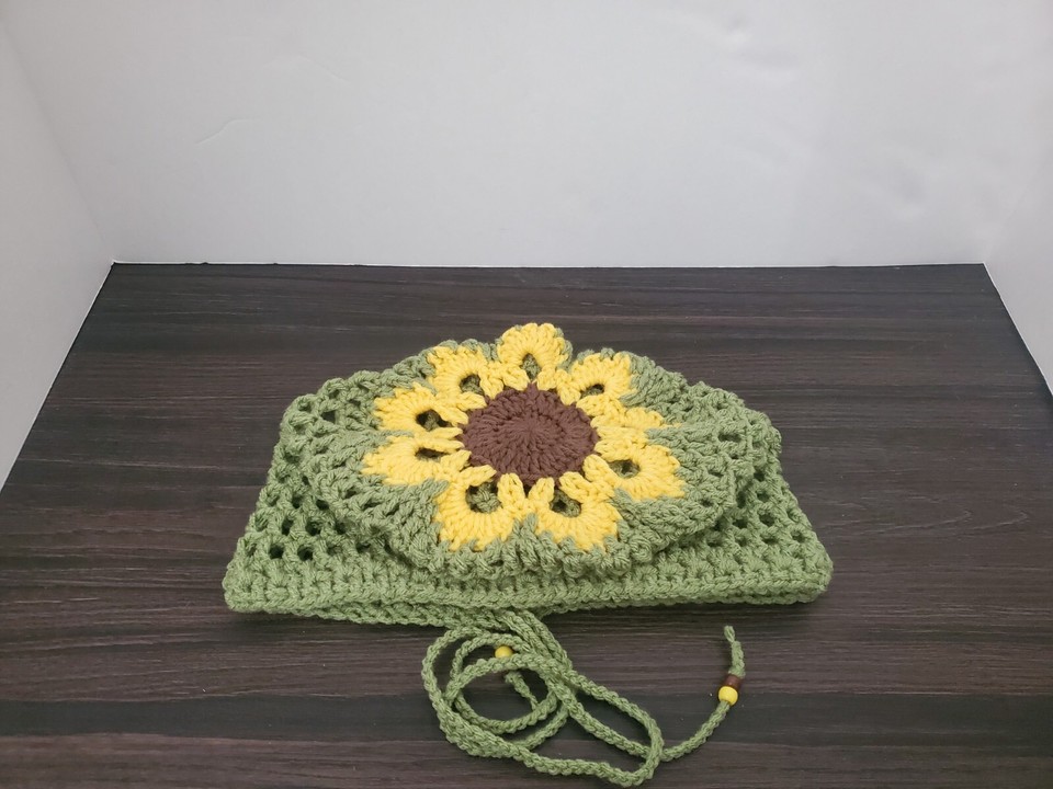 Crochet Flower Tam Slouch Hat With Drawstring Handmade One Size | eBay