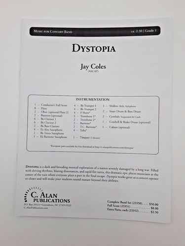 Dystopia by Jay Coles Music for Concert Band Grade 1 | eBay