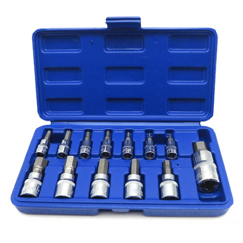 13PCS Hex Bit Socket Set Allen Key Adapter Car Repair Tool 1/4" 3/8" 1/ ...