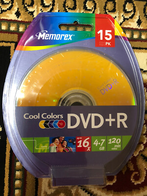 New in Package Memorex Cool Colors DVD-R 15 Pack 16X 4.7 GB 120Min | eBay